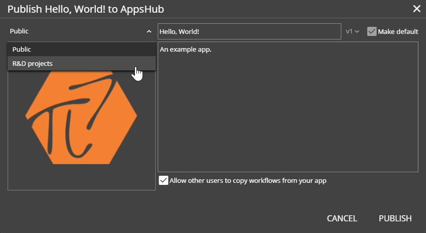 Publishing the workflow as an app - pSeven Enterprise Help
